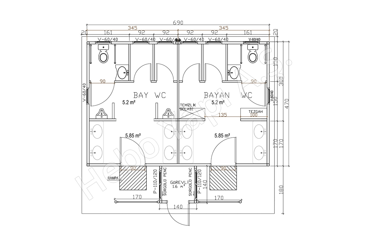 34,5 m2 WC - Hebo Yapı - 444 7980